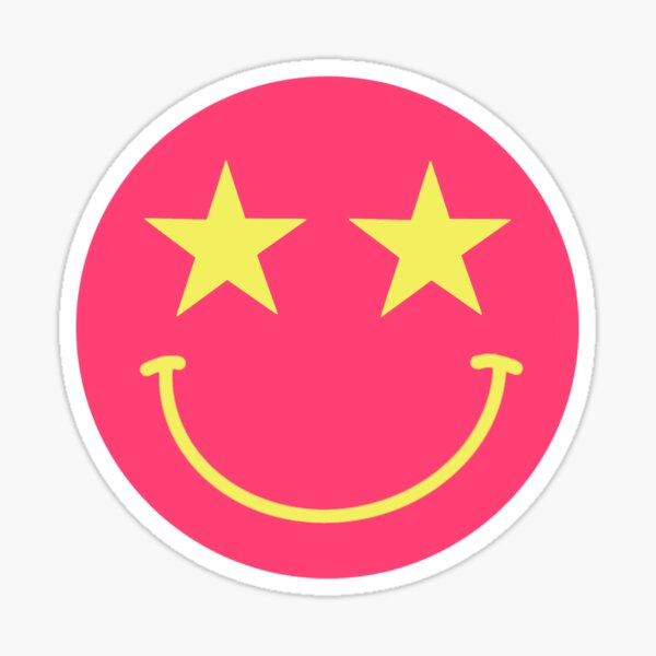 "Pink and Neon Star Smiley Face" Sticker for Sale by morganicdesigns ...