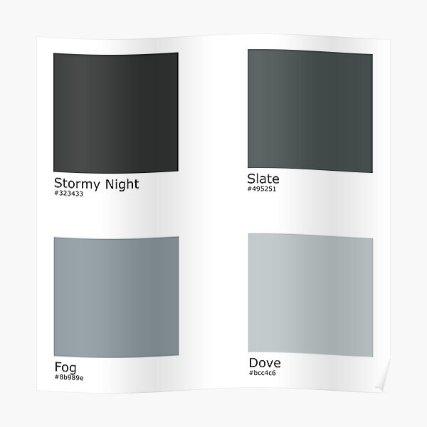 "Grey aesthetic color palette color swatch " Poster by SophieLogan ...