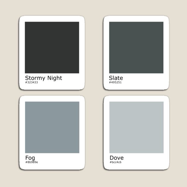 "Grey aesthetic color palette color swatch " Magnet for Sale by ...
