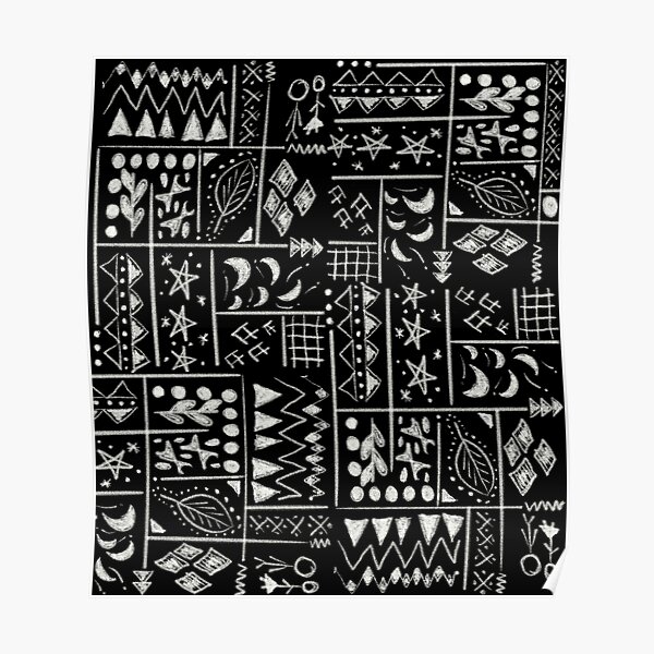 "Ancient line drawing resembling cave painting with white lines ...