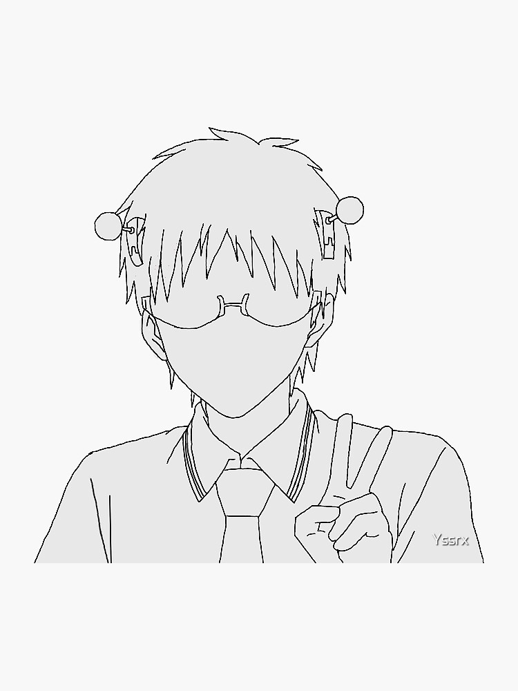 "Saiki K peace sign Lineart" Sticker by Yssrx | Redbubble