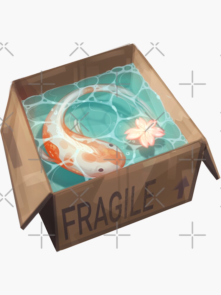 "Cardboard Box Koi Pond" Sticker for Sale by GalaxyChicken | Redbubble