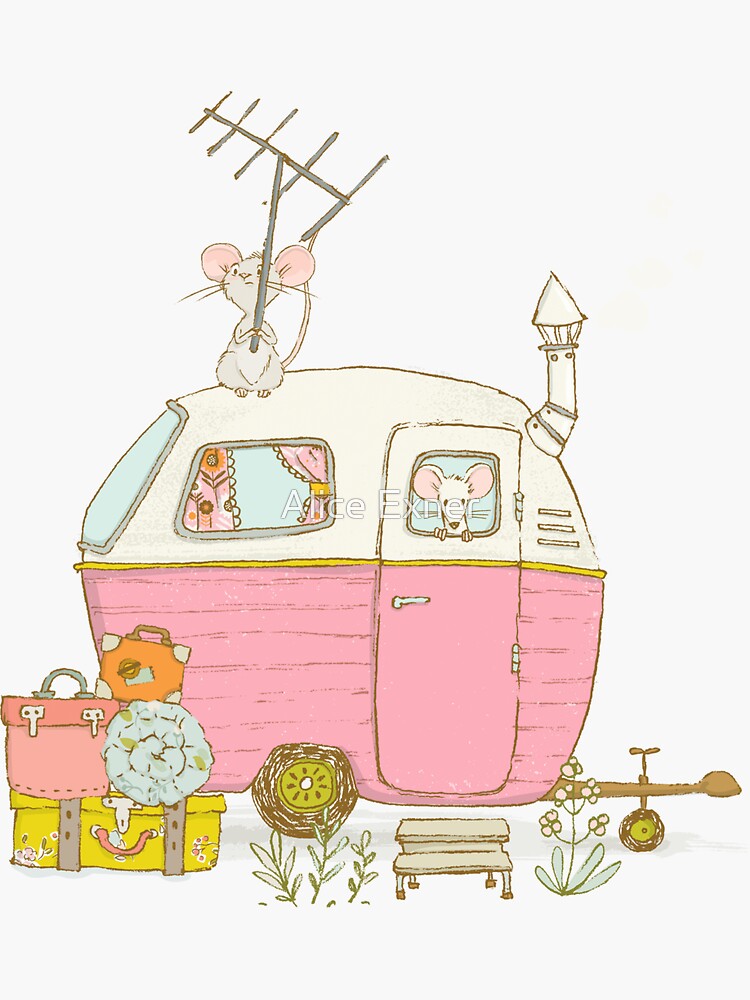 "Adorable mouse family on a vacation - Pastel whimsical art" Sticker by ...