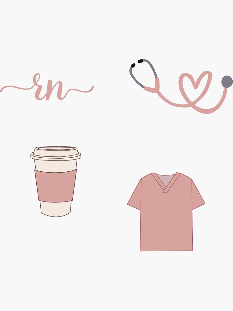 "Registered Nurse Sticker Pack pink" Sticker for Sale by cjs-sketches ...