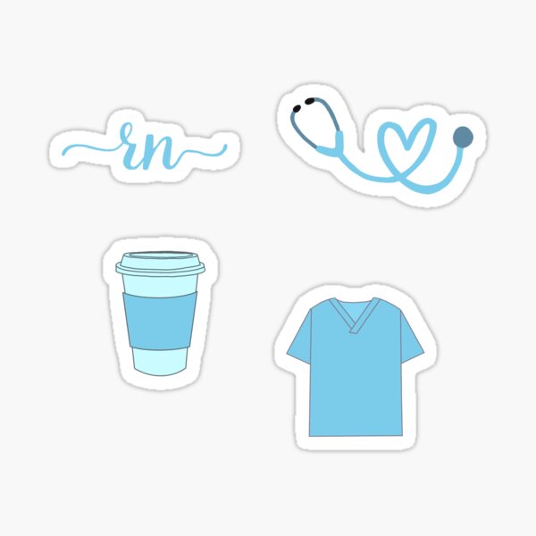 Registered Nurse Sticker Pack Blue Sticker For Sale By Cjs Sketches Redbubble