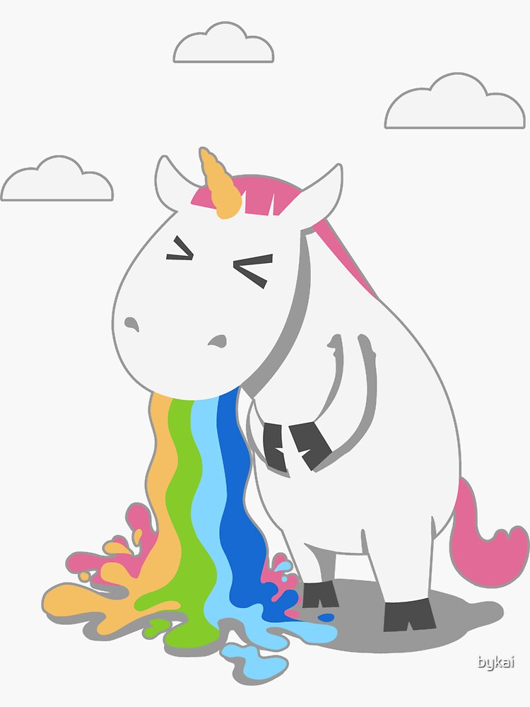 "Barfing Unicorn" Sticker for Sale by bykai | Redbubble