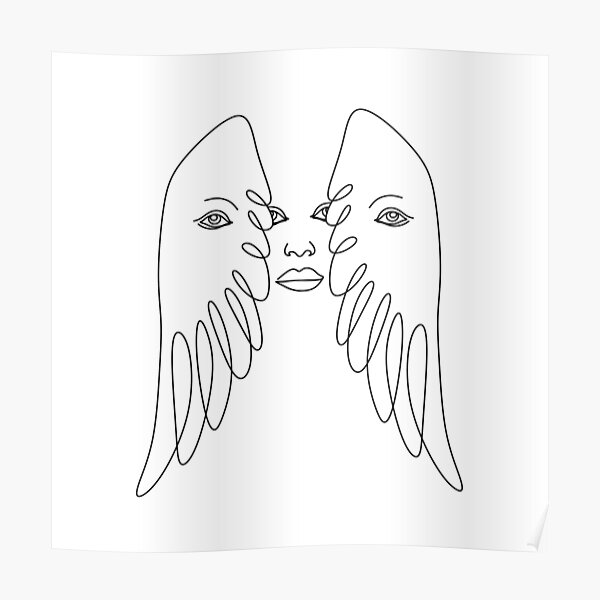 "Minimalist line Art. Angel Wings line drawings. Abstract line art ...