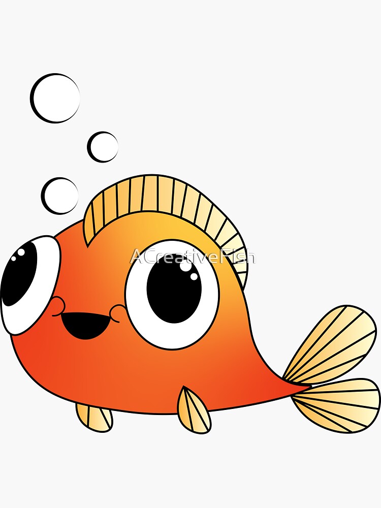 "Cute and Derpy Goldfish" Sticker for Sale by ACreativeFish | Redbubble