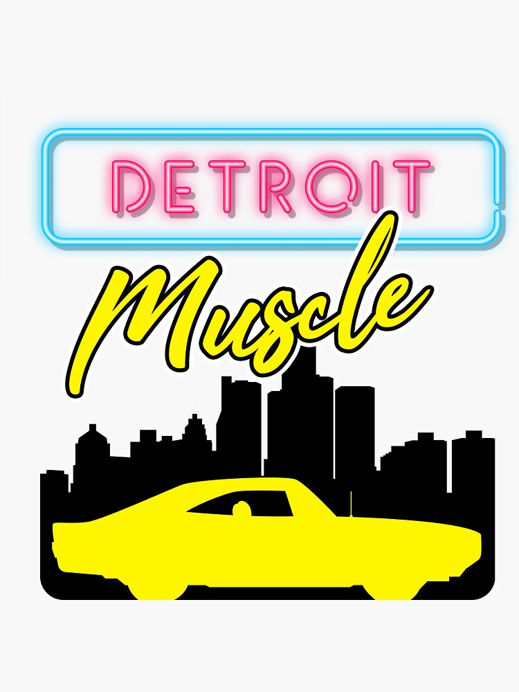 "Detroit MUSCLE Retro City Skyline" Sticker for Sale by LeGND | Redbubble