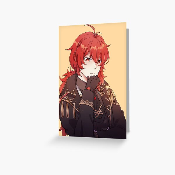 "Diluc Genshin Impact" Greeting Card for Sale by lostinteyvat | Redbubble