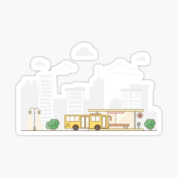 "city skyline and bus station " Sticker by choiyoojin | Redbubble