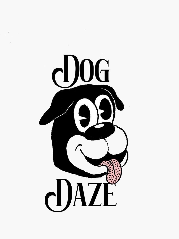 "Dog Daze Cartoon Drawing Artwork Rubberhose Old School Style" Sticker ...