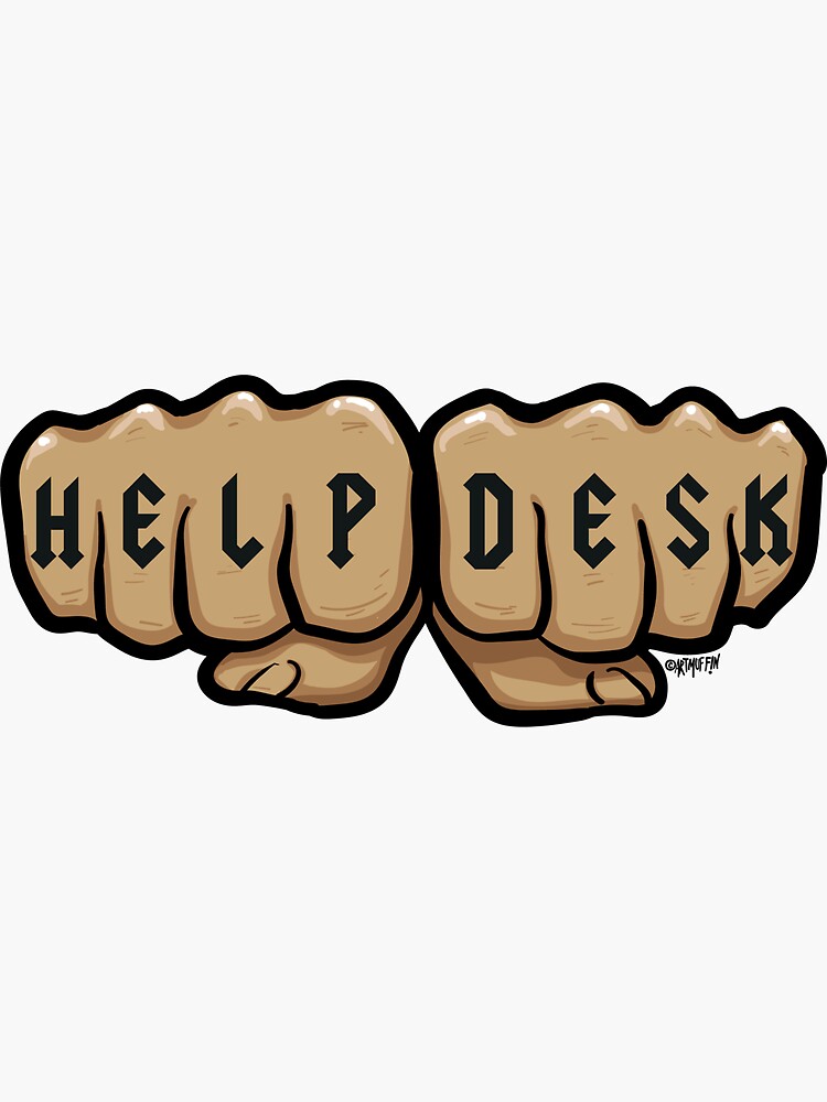 "Help Desk Knuckle Tattoo" Sticker for Sale by ARTmuffin | Redbubble
