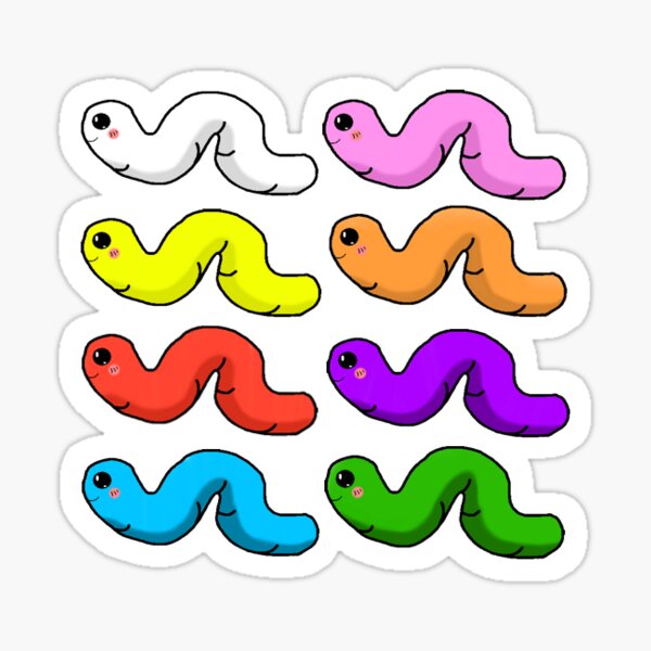 "Rainbow Worms" Sticker by MiyukiMoon | Redbubble