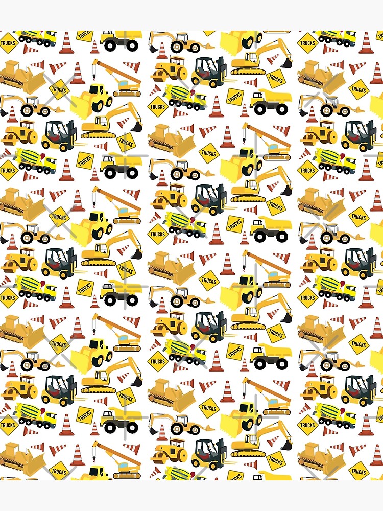 "Construction Trucks Pattern - Excavator, Dump Truck, Backhoe and more ...