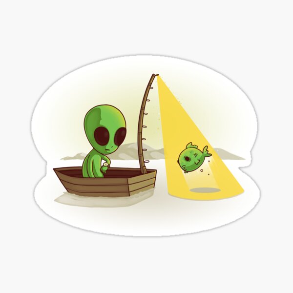 "Alien fishing" Sticker by Naolito | Redbubble