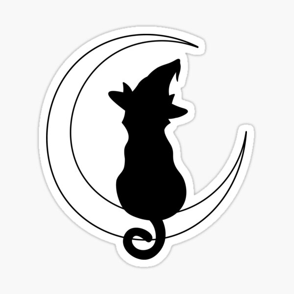 "Magic Cat in Moon" Sticker by ProdbyNiECO | Redbubble