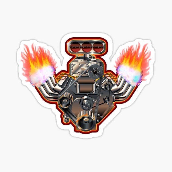 "Cartoon Turbo Engine" Sticker by Mechanick | Redbubble