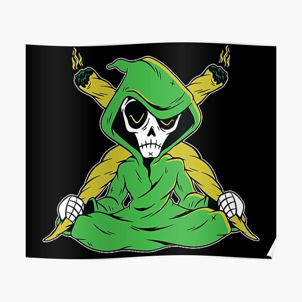 "Grim Reaper Cannabis Cartoon" Poster by TeesByMark | Redbubble