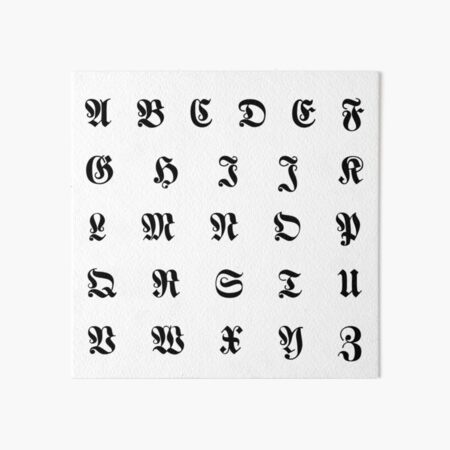 "ABC goth letters font" Art Board Print for Sale by SugarDesign | Redbubble