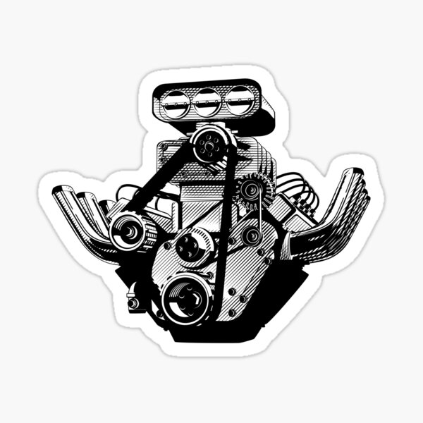 "Cartoon Turbo Engine" Sticker by Mechanick | Redbubble