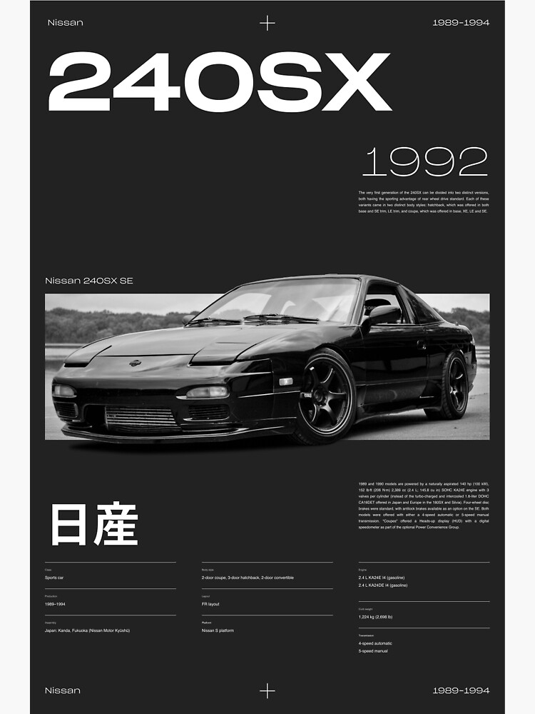 "Nissan 240sx , Poster with classic Japanese car" Poster for Sale by ...