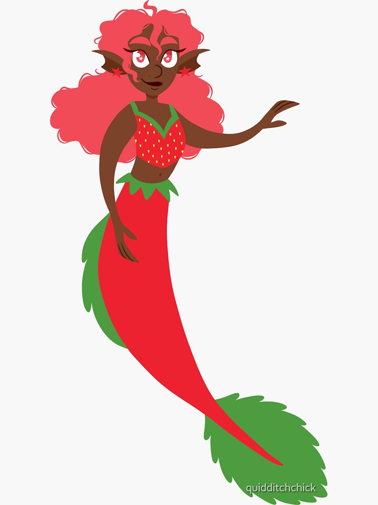 "Strawberry Mermaid" Sticker for Sale by quidditchchick | Redbubble