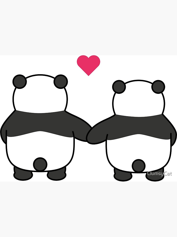 Lámina fotográfica «Panda amor pareja con corazón» de ClumsyCat | Redbubble