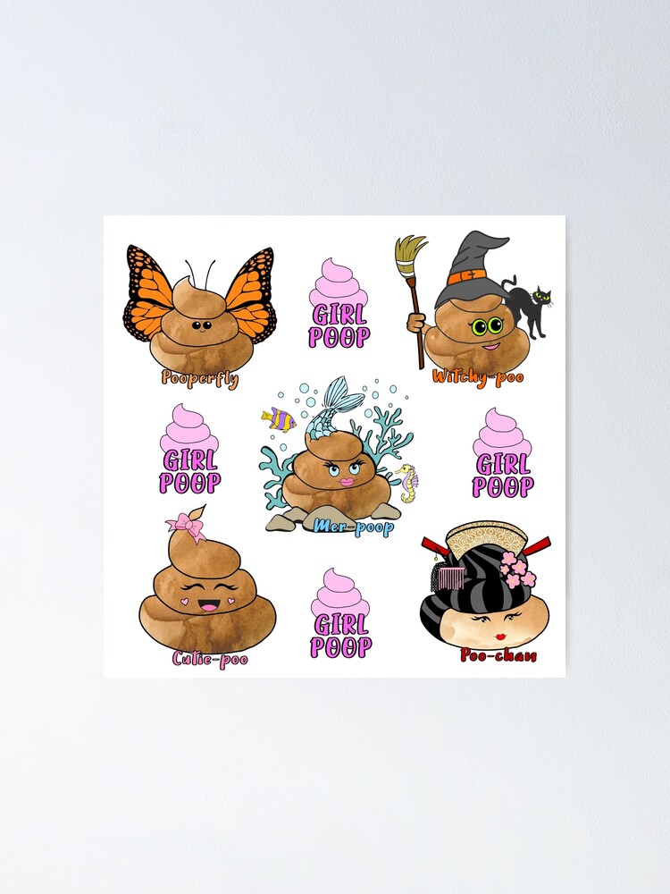 "Cute Poop Emoji Girl Poop Characters" Poster for Sale by kansaikate ...