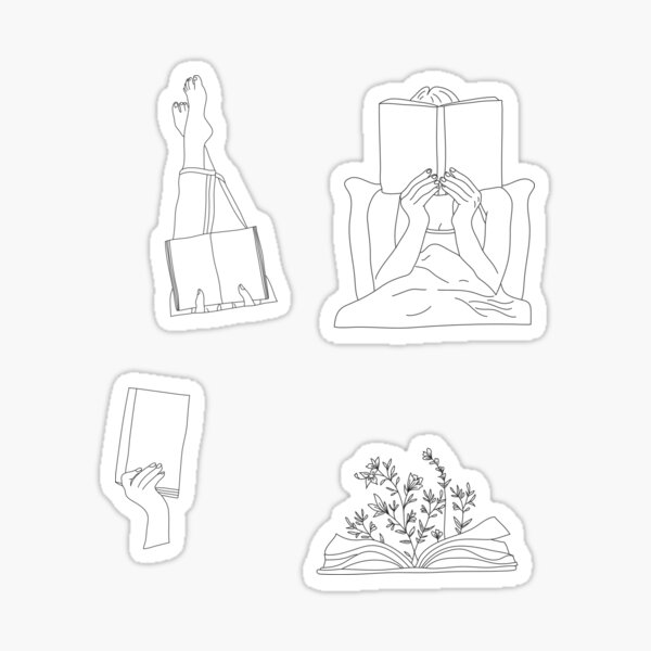 "Book Lovers' Sticker Pack black and white " Sticker for Sale by ...