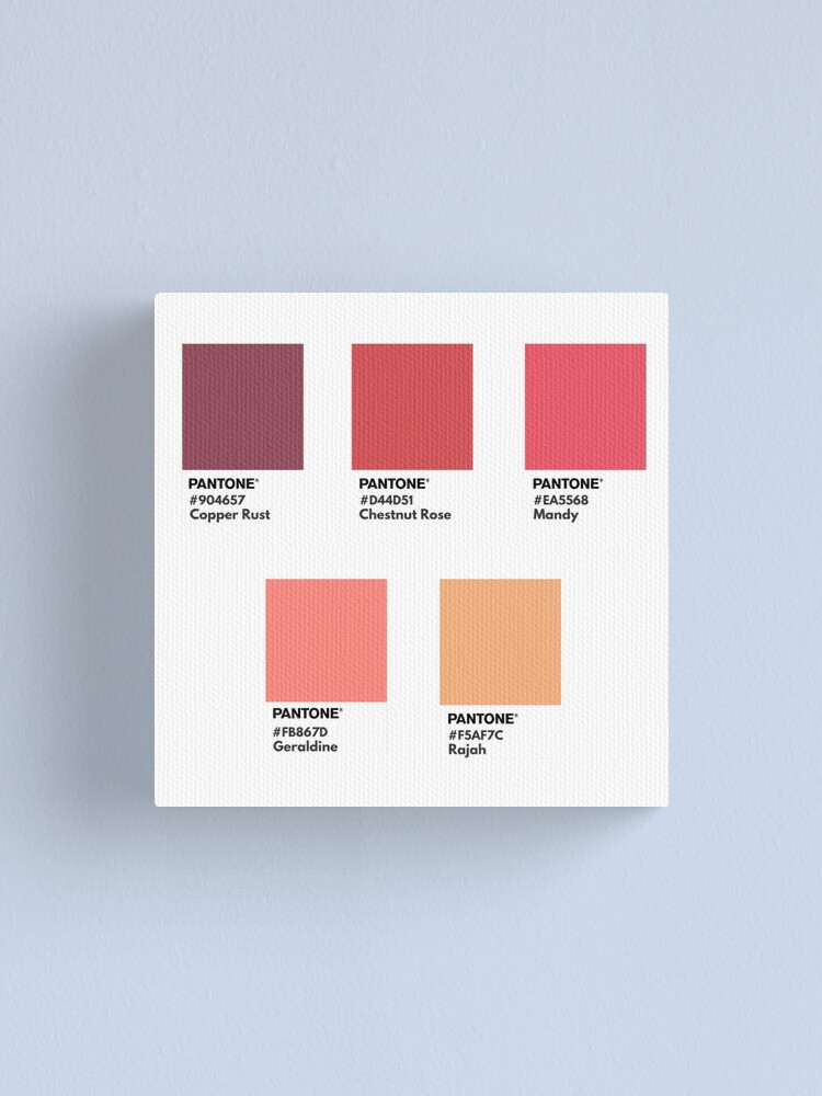"Coral pink palette pantone color swatch" Canvas Print for Sale by ...