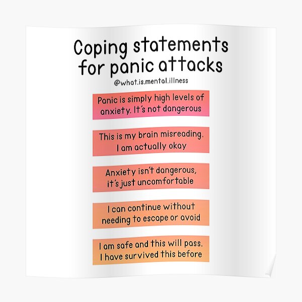 "Panic attack coping statements" Poster for Sale by Jadelarivee | Redbubble