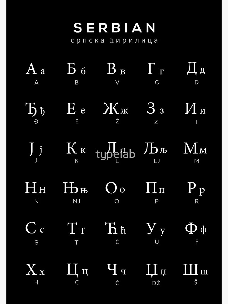 "Serbian Alphabet Chart, Serbian Cyrillic Language Chart, Black" Spiral ...