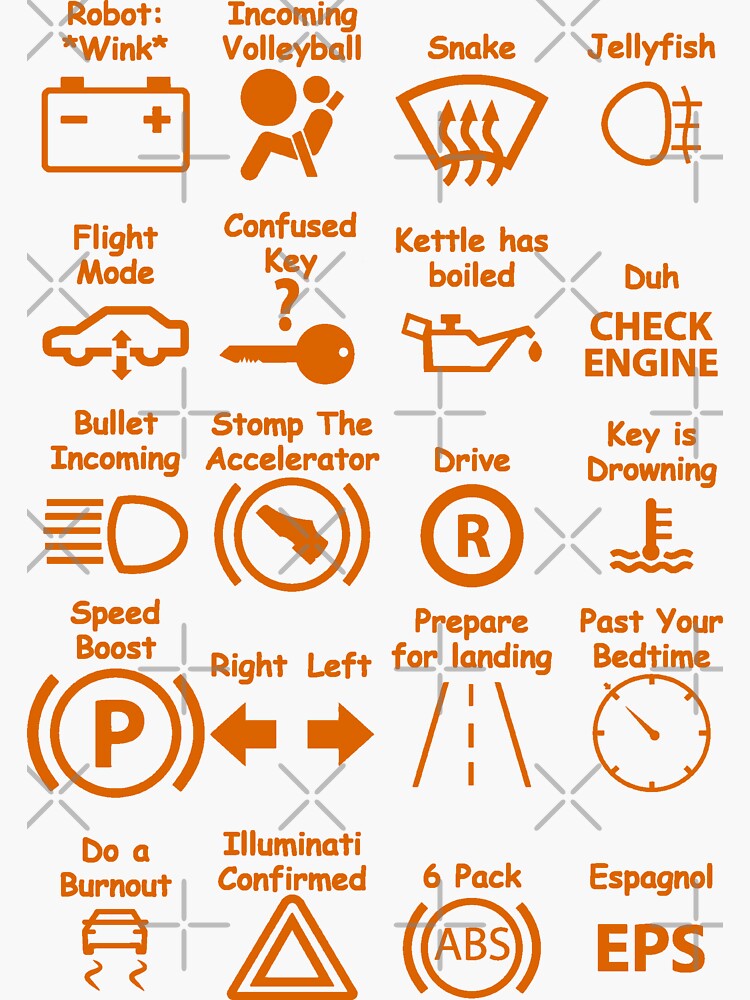 "Funny Car Dash Icons " Sticker for Sale by DannyAndCo | Redbubble