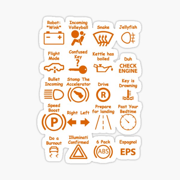 "Funny Car Dash Icons " Sticker for Sale by DannyAndCo | Redbubble