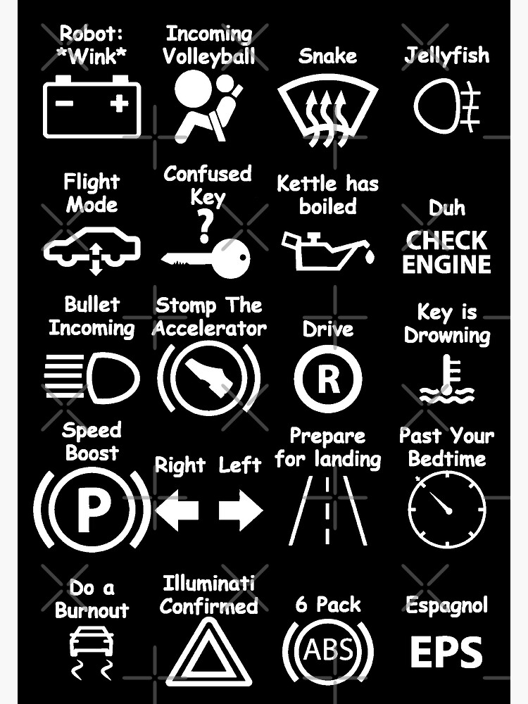"Funny Car Dash Icons " Poster for Sale by DannyAndCo | Redbubble