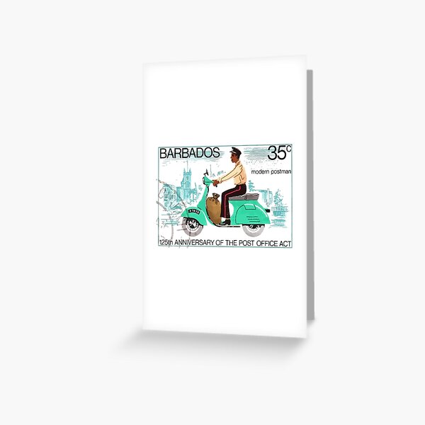 "1976 BARBADOS Modern Postman Postage Stamp" Greeting Card for Sale by ...