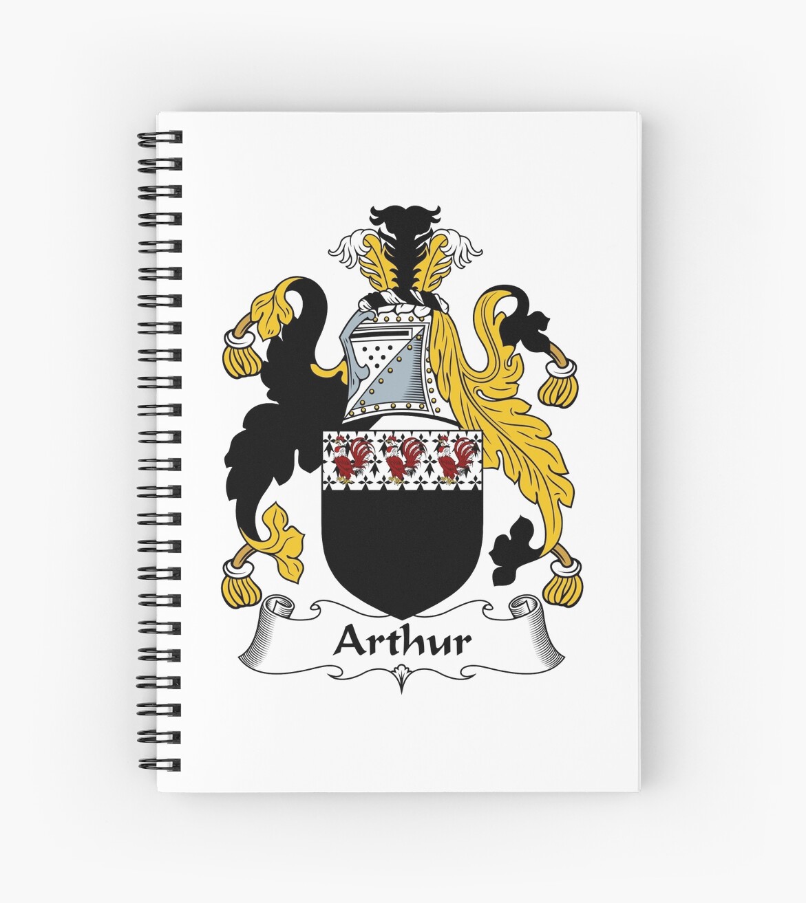"Arthur Coat of Arms / Arthur Family Crest" Spiral Notebook by ...