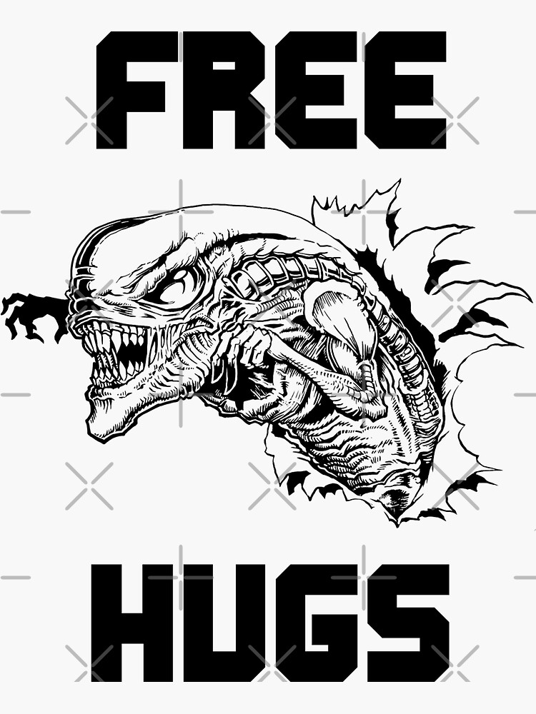 "free alien hugs - xenomorph" Sticker for Sale by T-paw | Redbubble