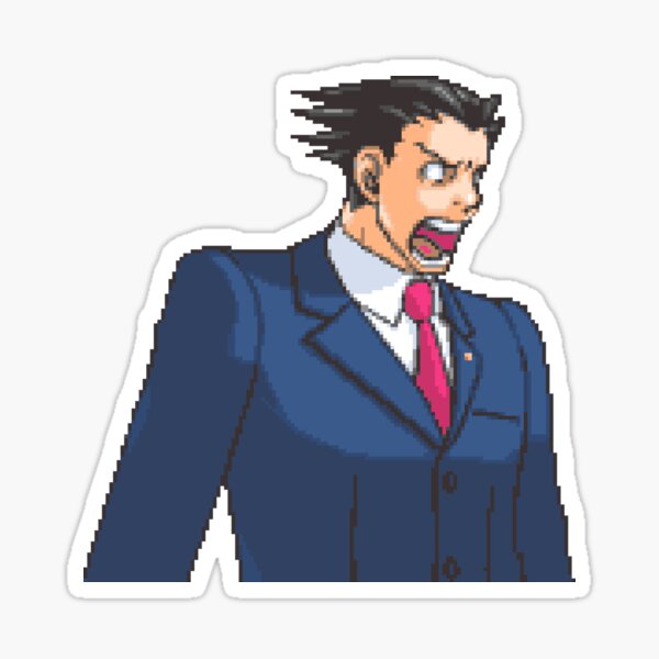"Phoenix Wright Shocked" Sticker for Sale by erykzteksasu | Redbubble