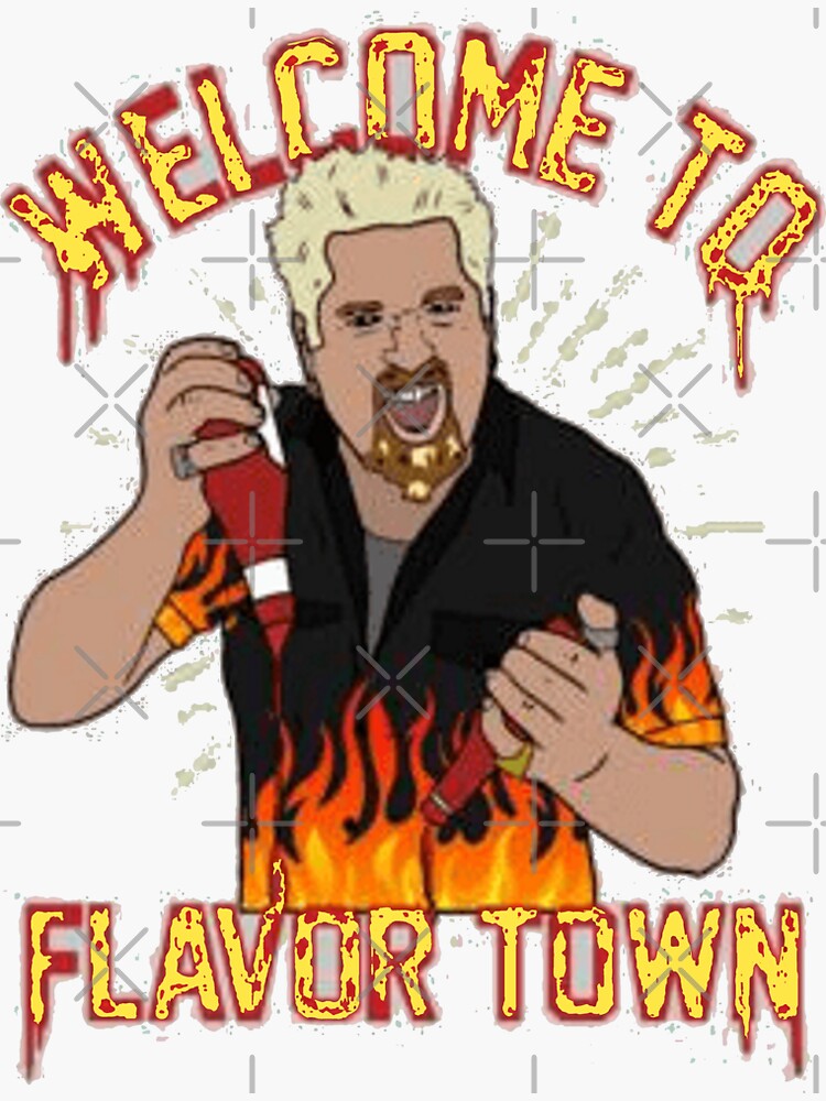 "Guy Fieri - Flavortown shirt unisex" Sticker by Nacho-art | Redbubble