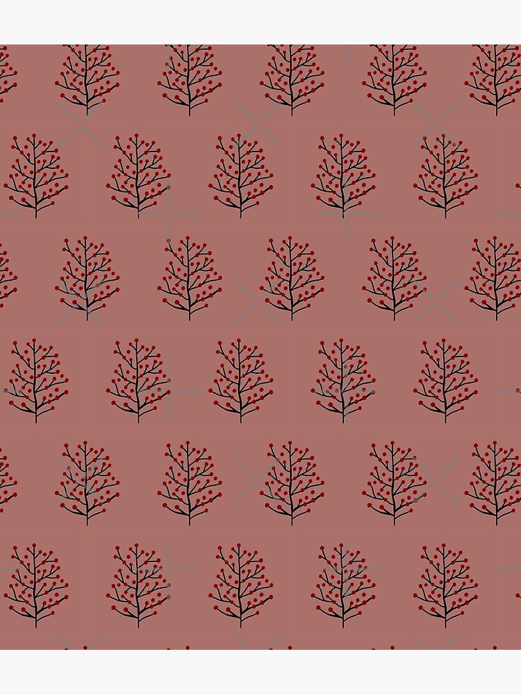 "Boho Cherry tree with red dots and pink background" Poster by ...