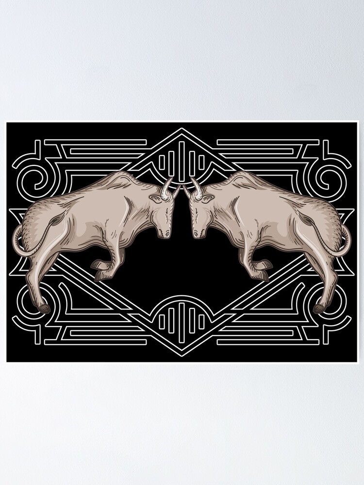 Póster «Logotipo Art Deco Two Bulls Frame» de 108dragons | Redbubble