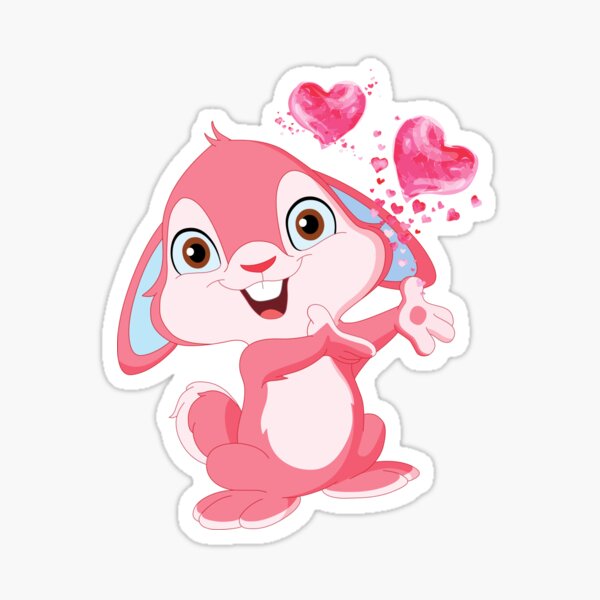 "Cute cony bunny rabbit sends lover kisses!" Sticker for Sale by JOHNC1 ...