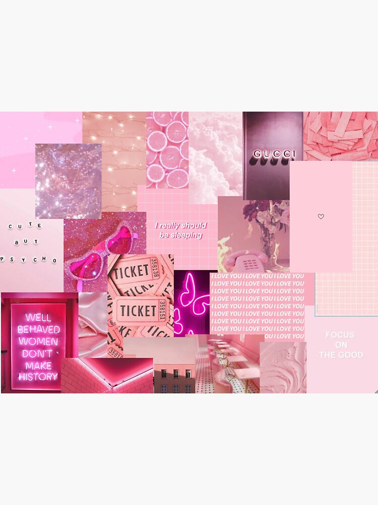"pink aesthetic collage " Sticker by bellamia88 | Redbubble