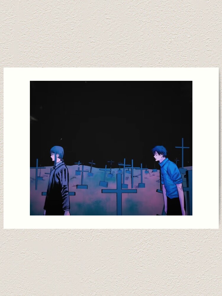 "Makima and Denji in Cemetery - Chainsaw Man" Art Print by animesky ...
