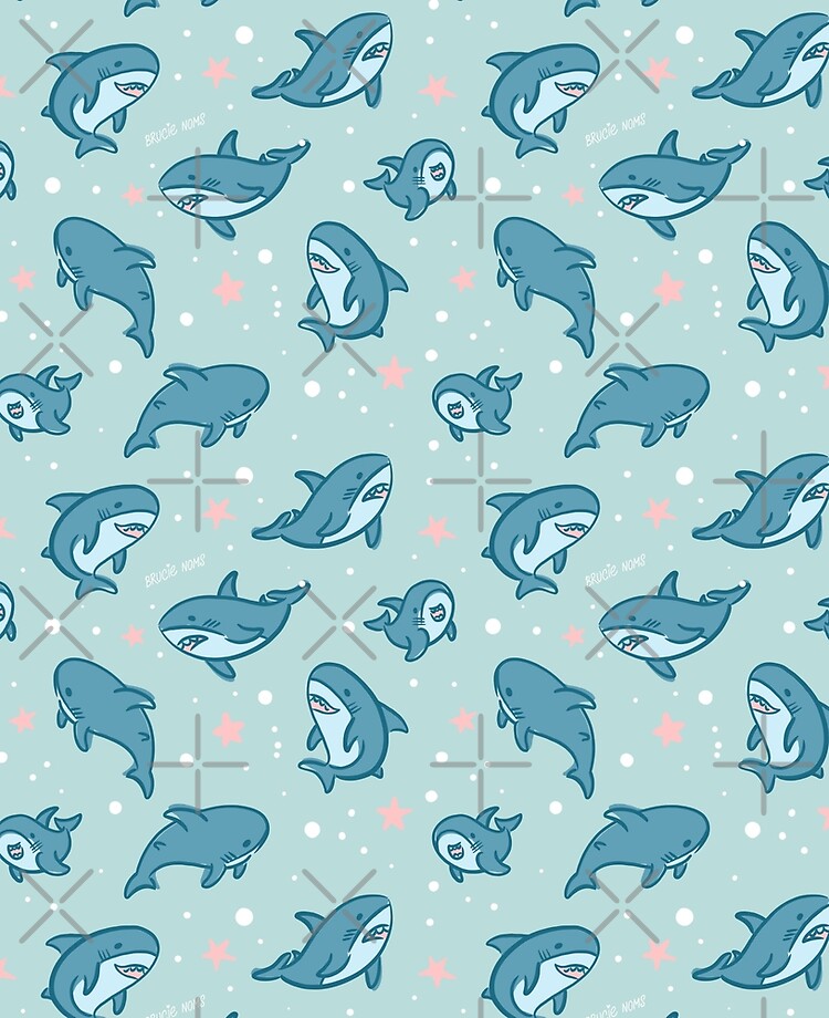 "Brucie Blahaj shark under the sea pattern (Teal)" iPad Case & Skin for ...