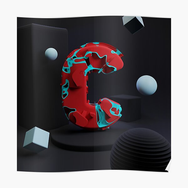 "Stylized 3D letter C" Poster by BloomCat | Redbubble