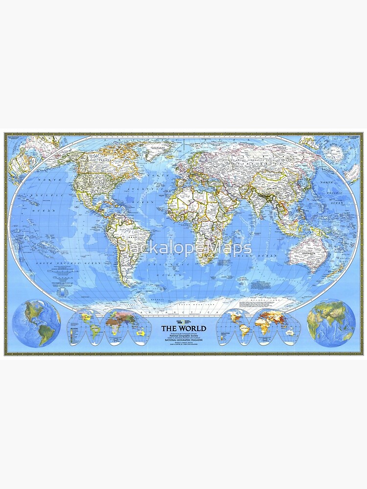 " Global: 1988/present - Detailed physical World Map ... Premium Matte ...