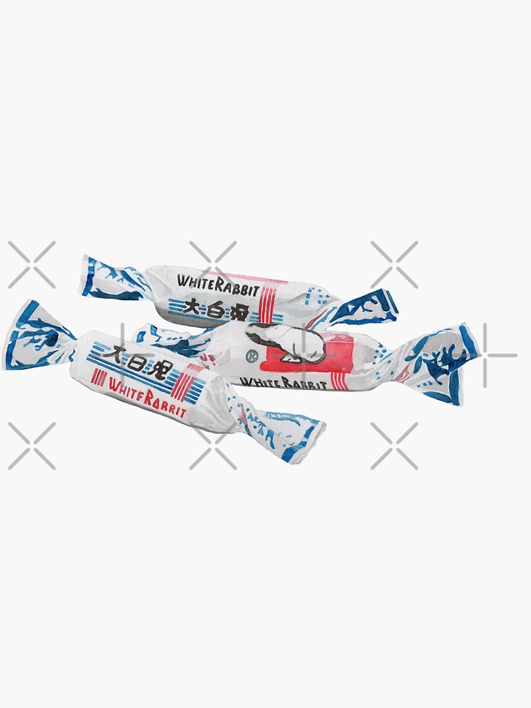 "White rabbit candies" Sticker by lauraboin | Redbubble